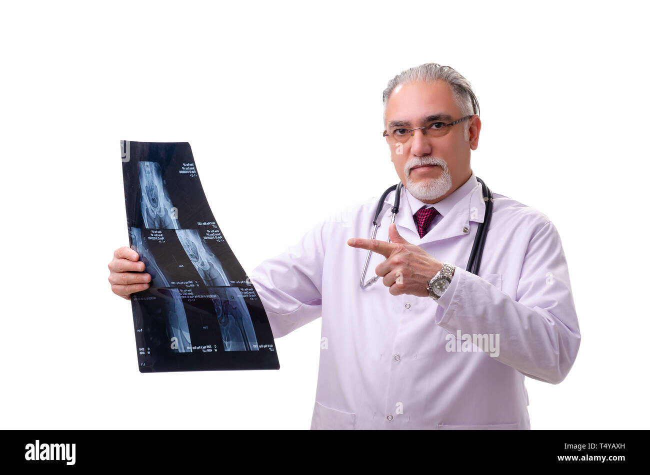 Old male doctor isolated on white Stock Photo - Alamy