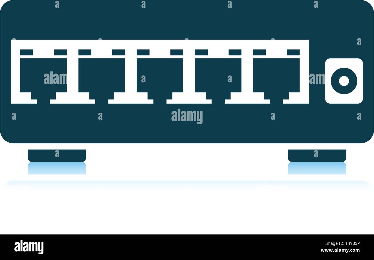 Ethernet switch icon. Shadow reflection design. Vector illustration ...