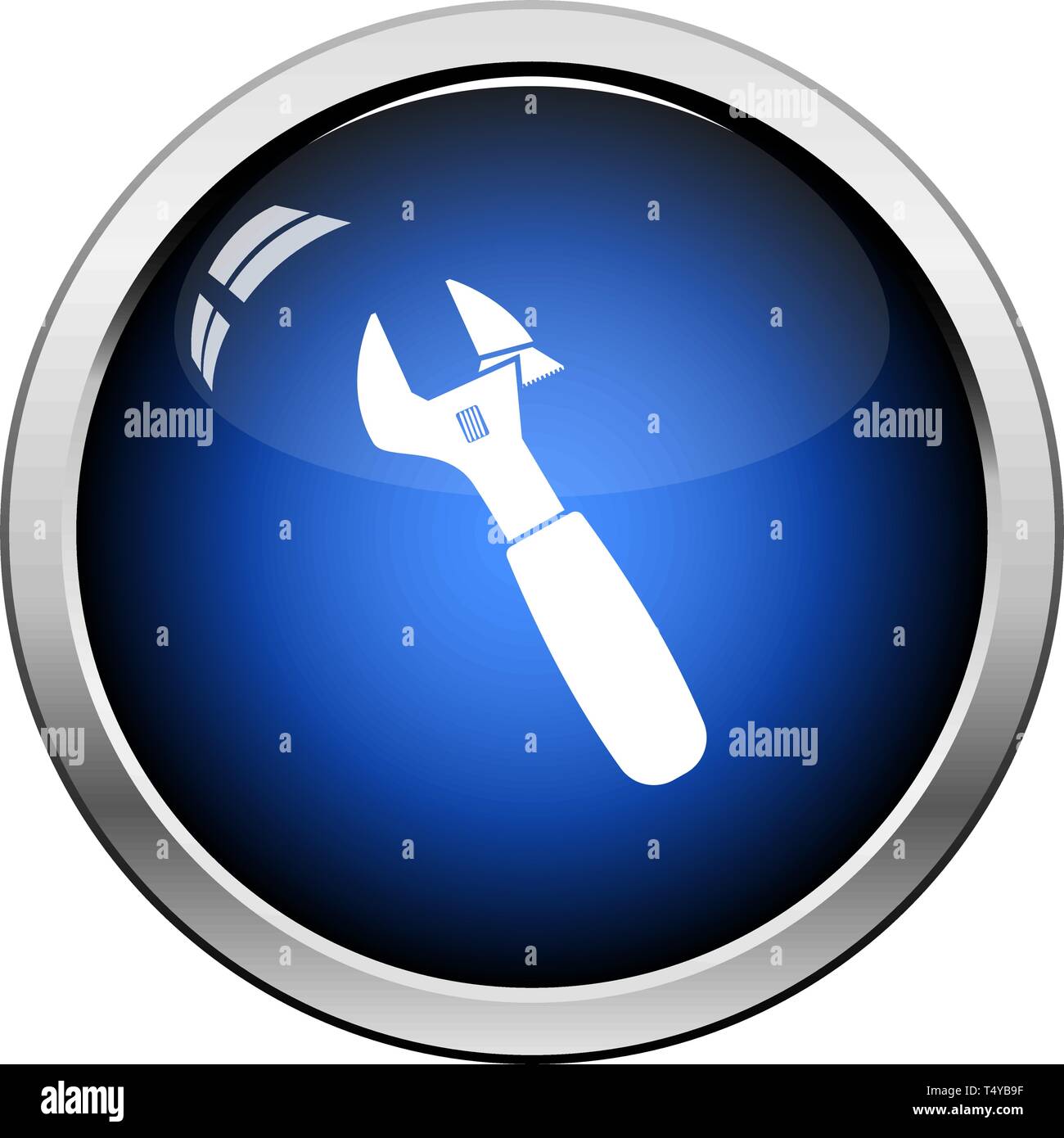 Adjustable wrench icon. Glossy Button Design. Vector Illustration Stock ...