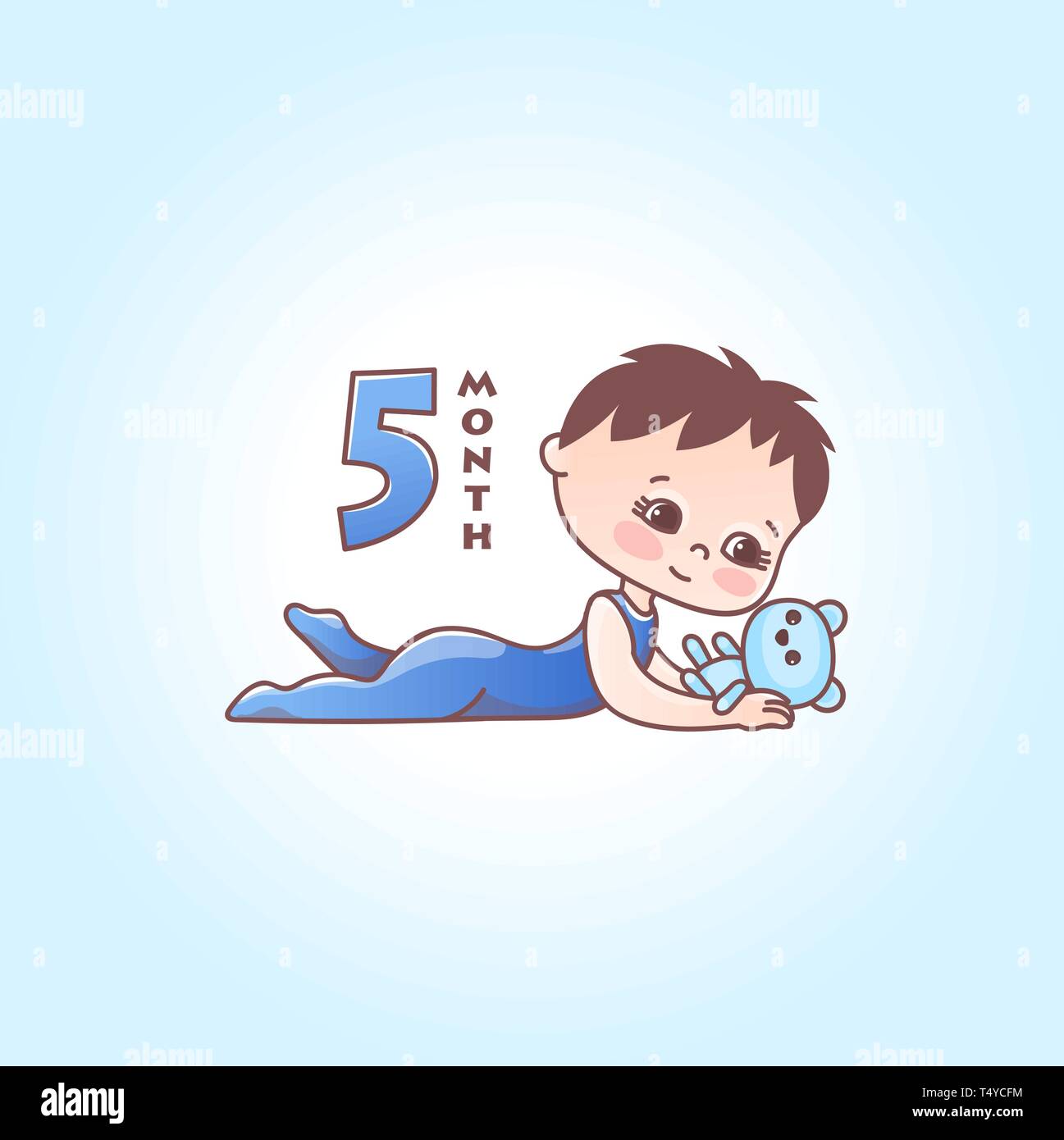 Little baby boy. The fifth months of a baby. Vector Illustration ...