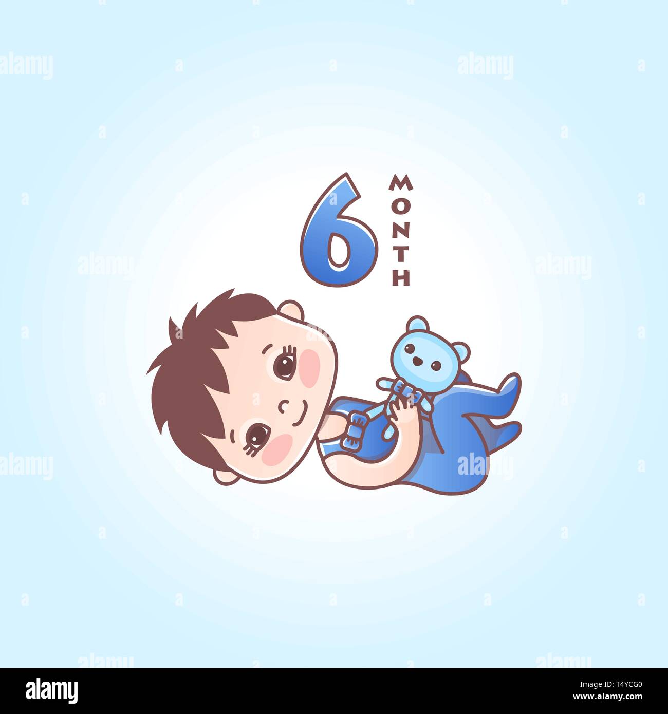 Little baby boy. The six months of a baby. Vector Illustration isolated ...