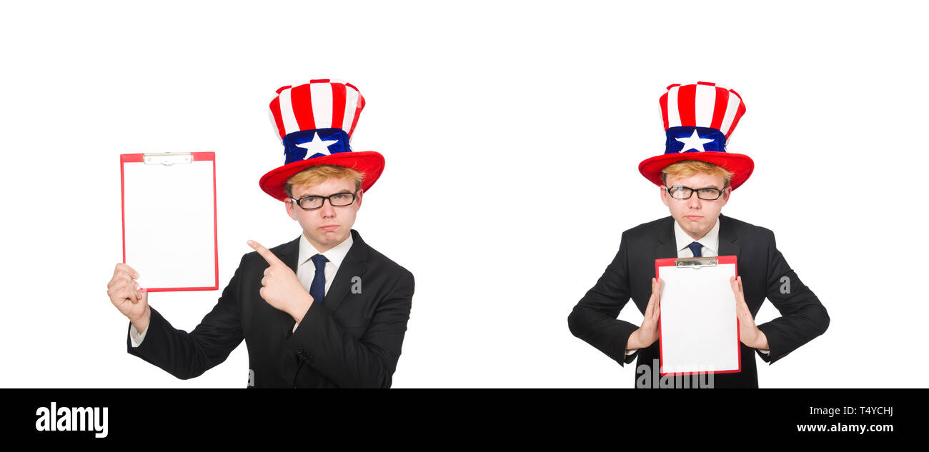 Man wearing hat with american symbols Stock Photo - Alamy