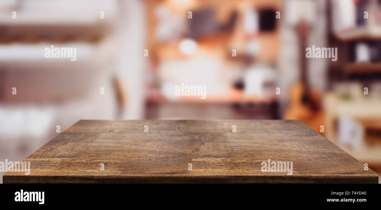Perspective wood table counter in home office.Empty wooden tabletop ...