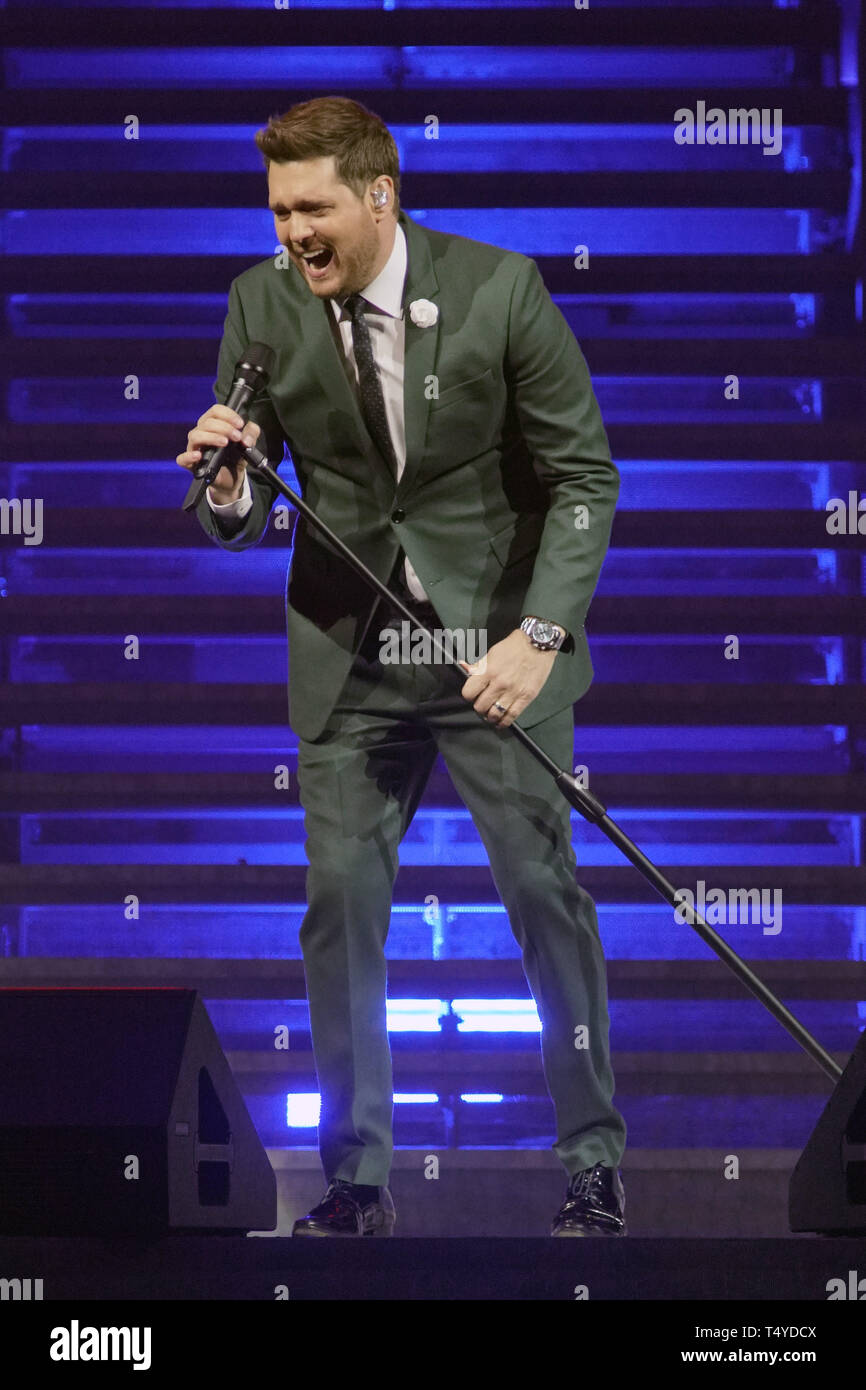 Michael Buble performing live in concert at the Allstate Arena in ...