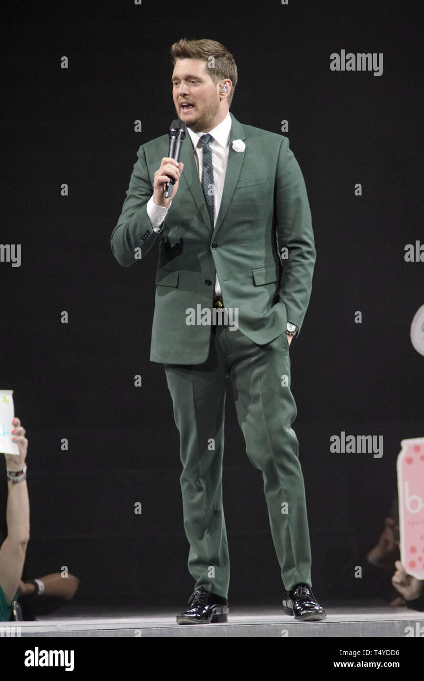 Michael Buble performing live in concert at the Allstate Arena in ...