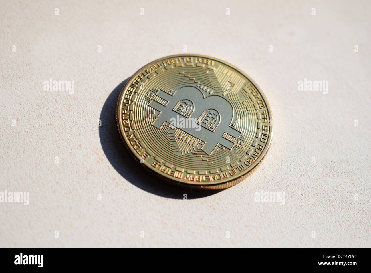 Physical Bitcoin BTC on a light background, finance concept Stock Photo ...