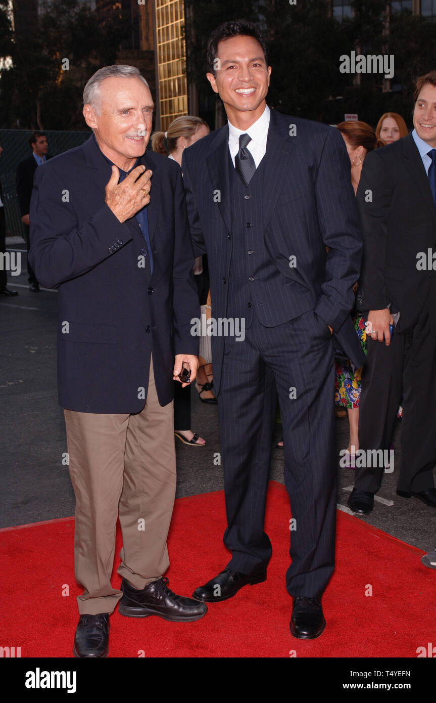 LOS ANGELES, CA. July 25, 2005: Actors DENNIS HOPPER (left) & BENJAMIN ...