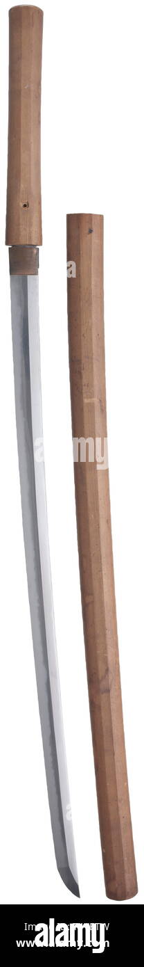 A tachi blade in shirasaya Blade shinogi-zukuri, slight torii-zori. Chu ...