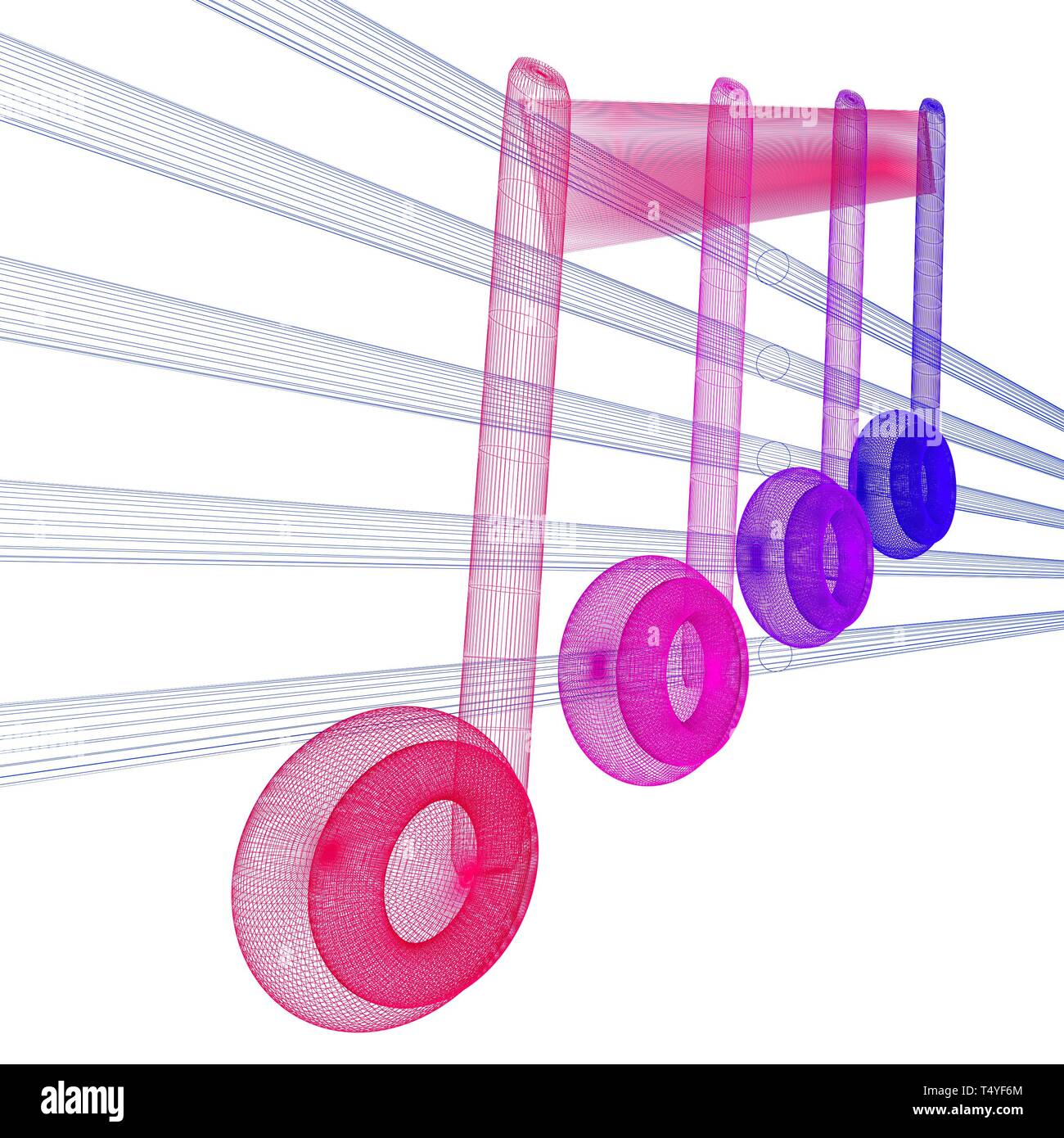 3D music note on staves Stock Photo - Alamy