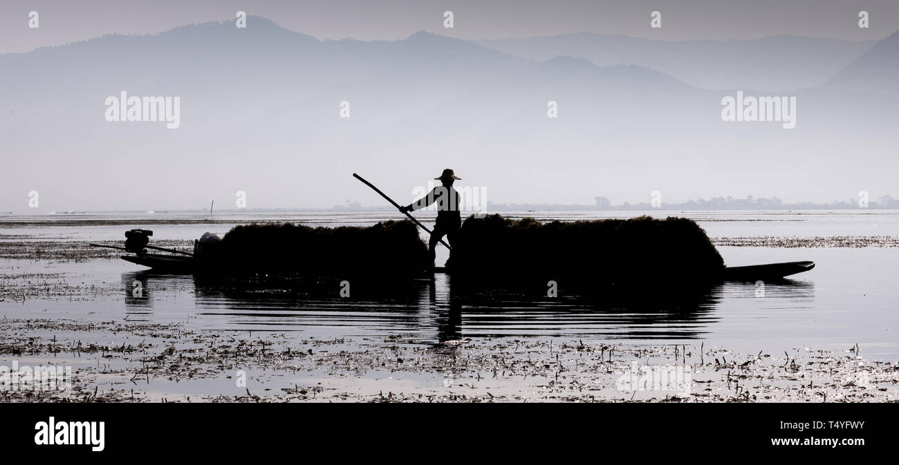 Traditional Shan fisherman on Inle Lake in central Myanmar Stock Photo ...