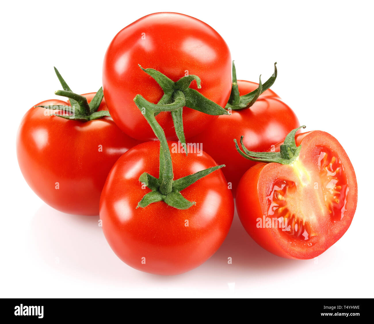 Whole and half tomatoes isolated on white background Stock Photo - Alamy