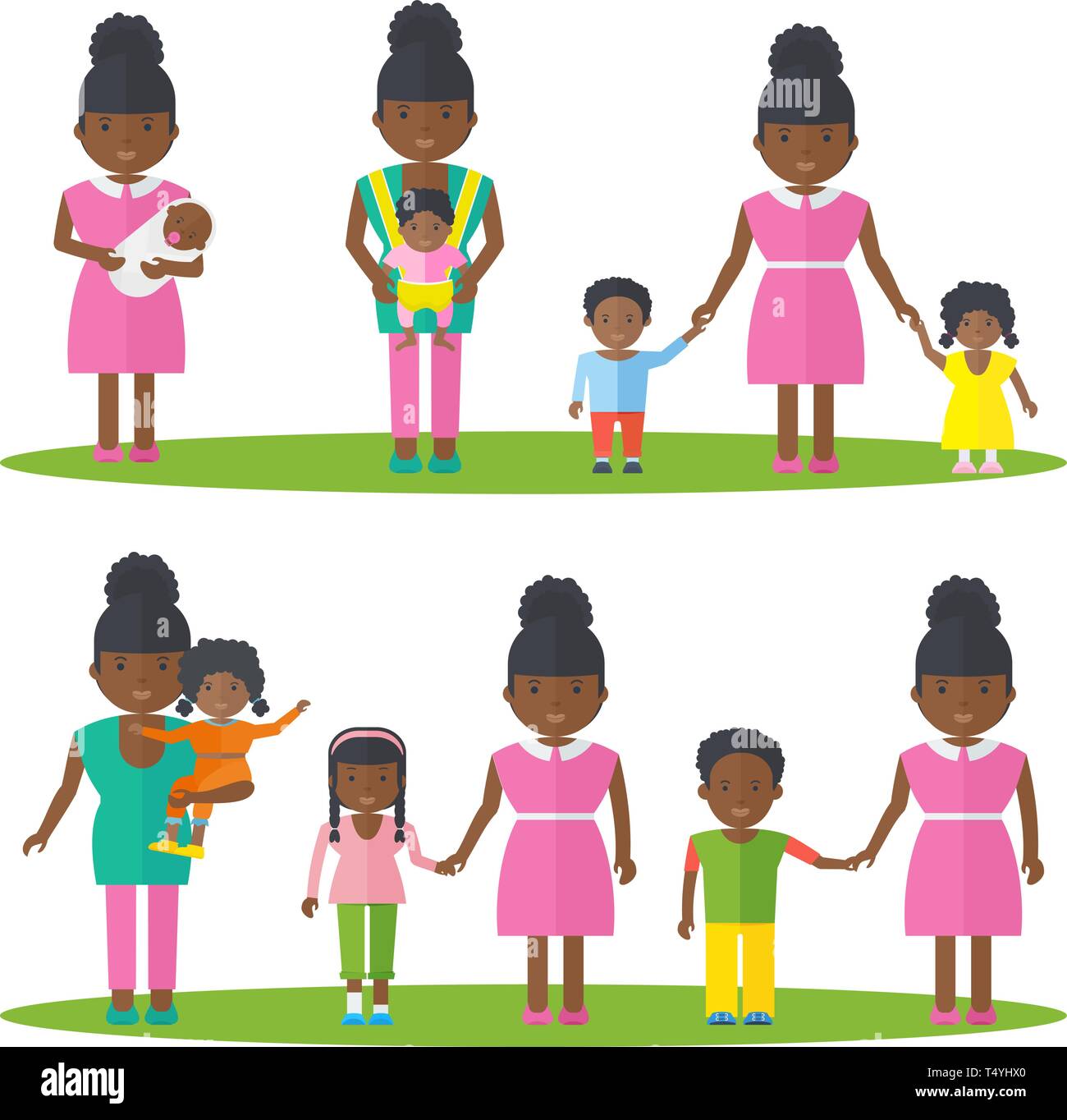 African american mother with kids Stock Vector Image & Art - Alamy