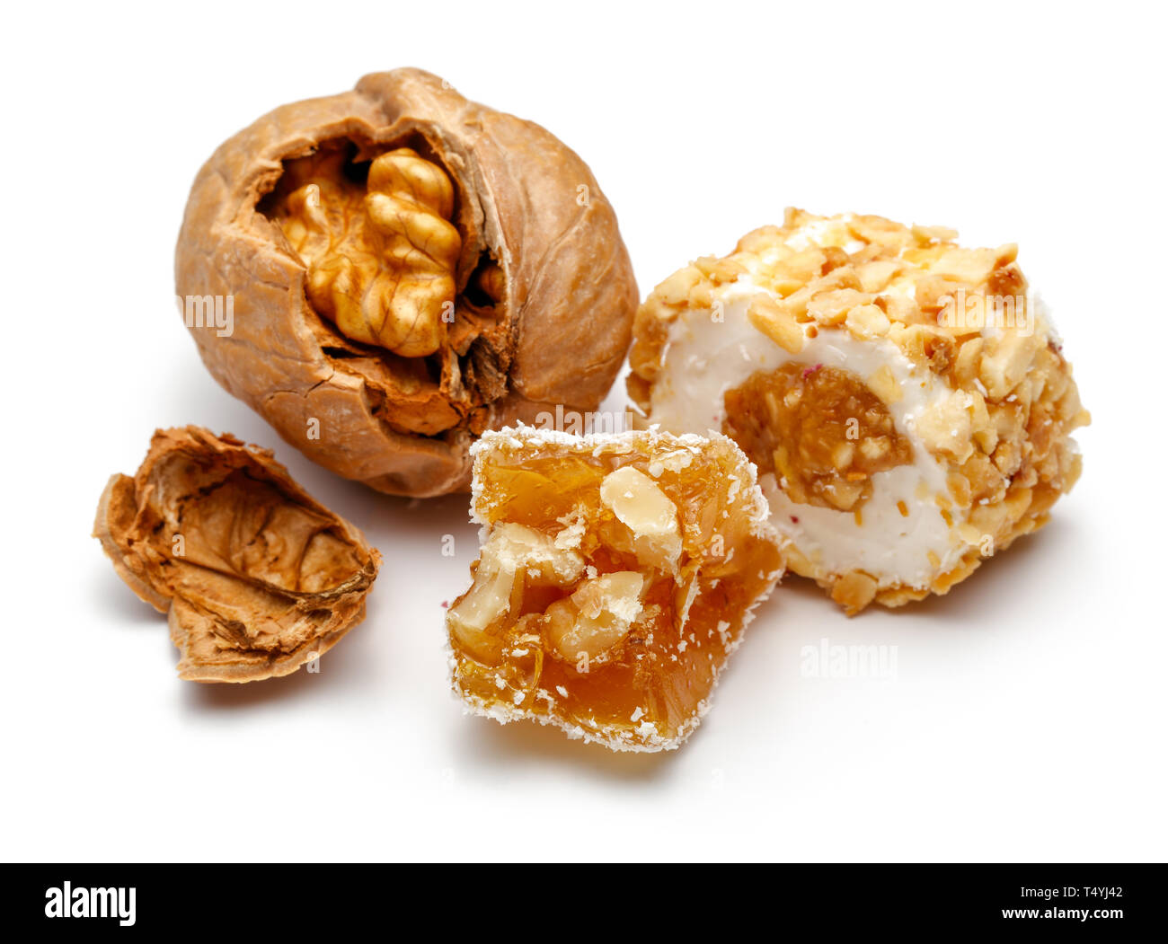 Turkish delight with walnut isolated on white background Stock Photo ...