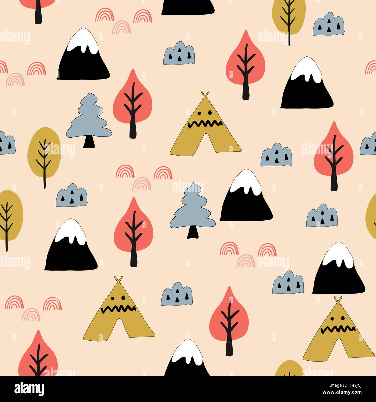 Seamless woodland pattern. Creative design for wrapping, textile ...