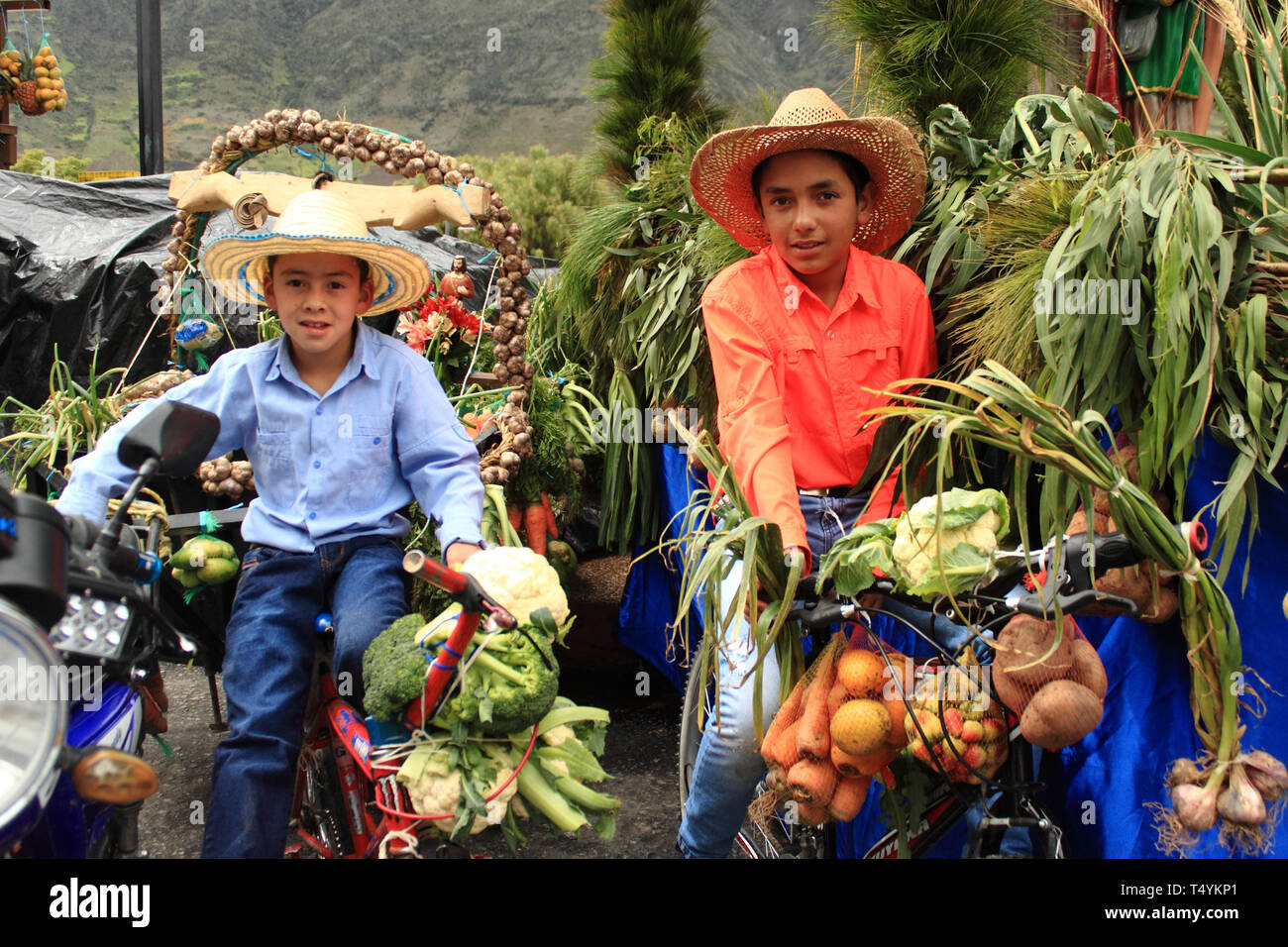Merida, Venezuela - May 15, 2017: Children wearing traditional hats ...