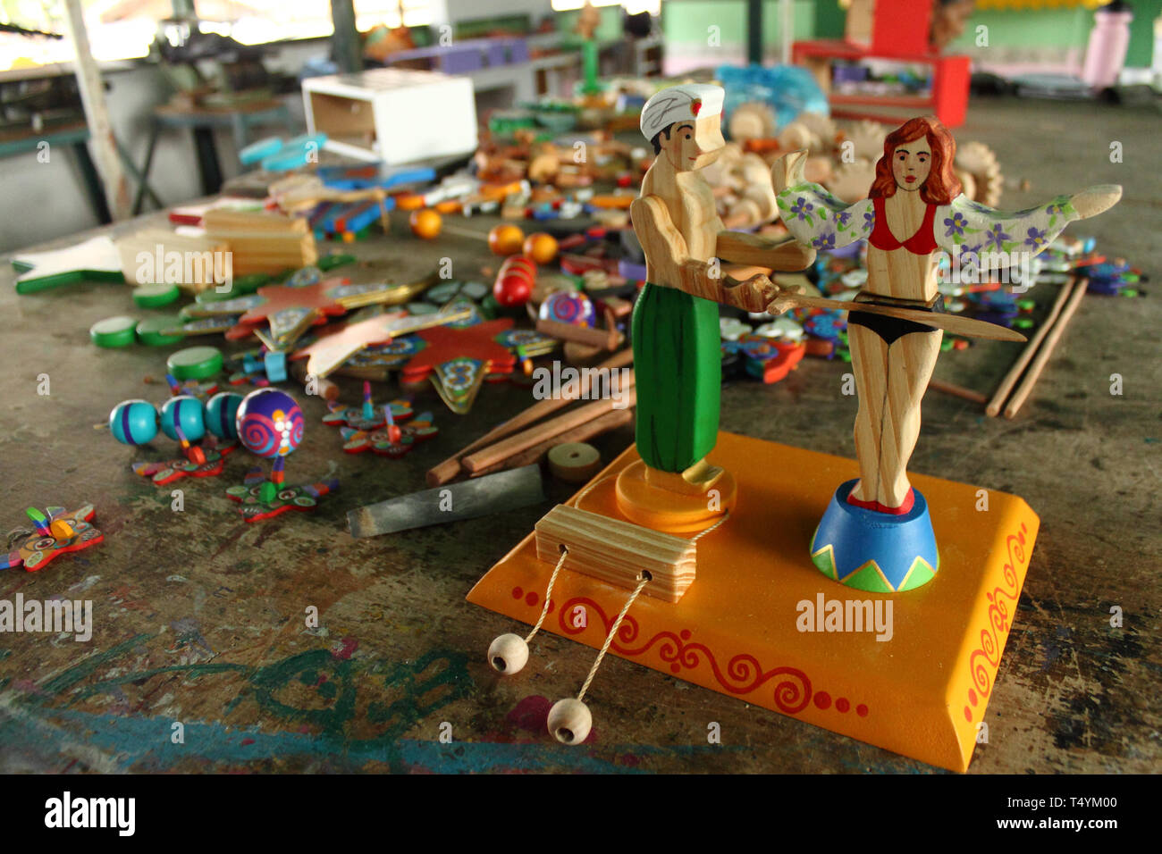 Finished wooden toys at a local factory in Merida, Venezuela Stock ...