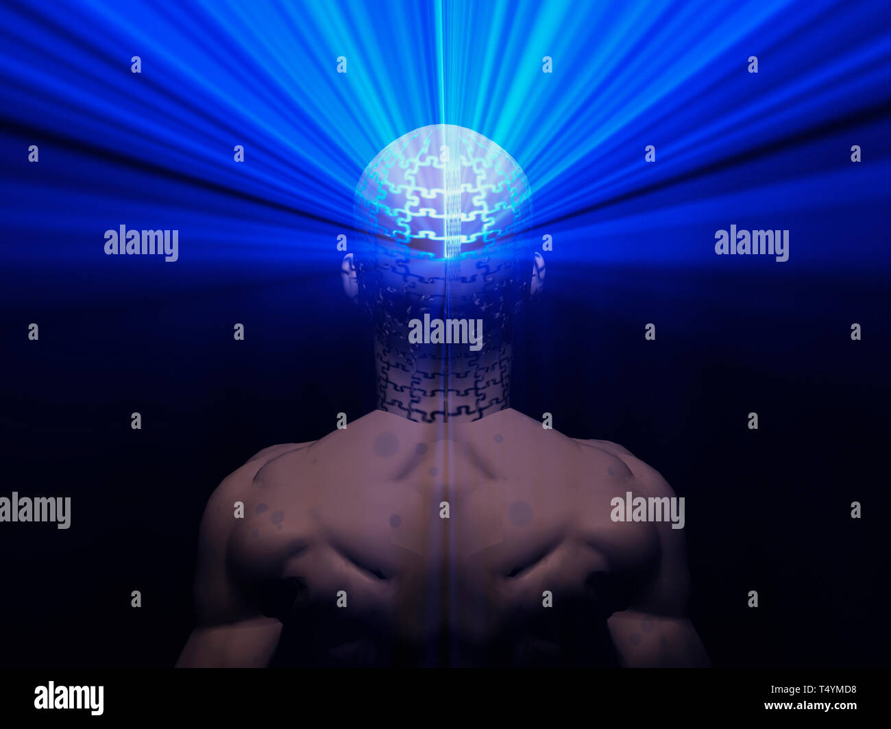 Rays of light comes out human head Stock Photo - Alamy