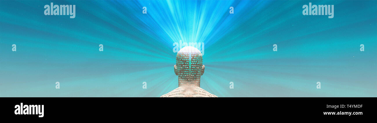 Man radiates light from text on his skin Stock Photo - Alamy