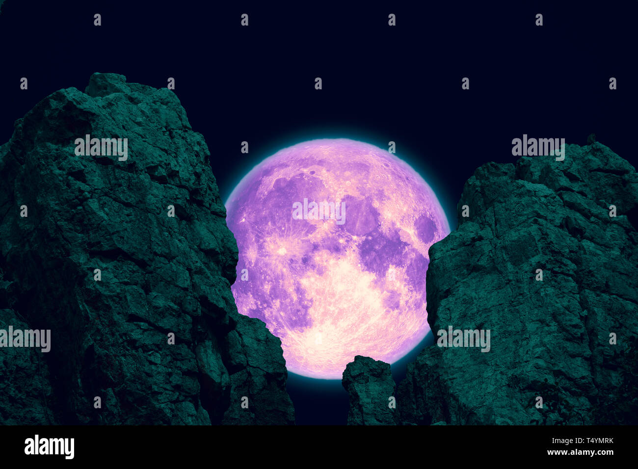 long night moon, cold moon back between two mountain night sky ...