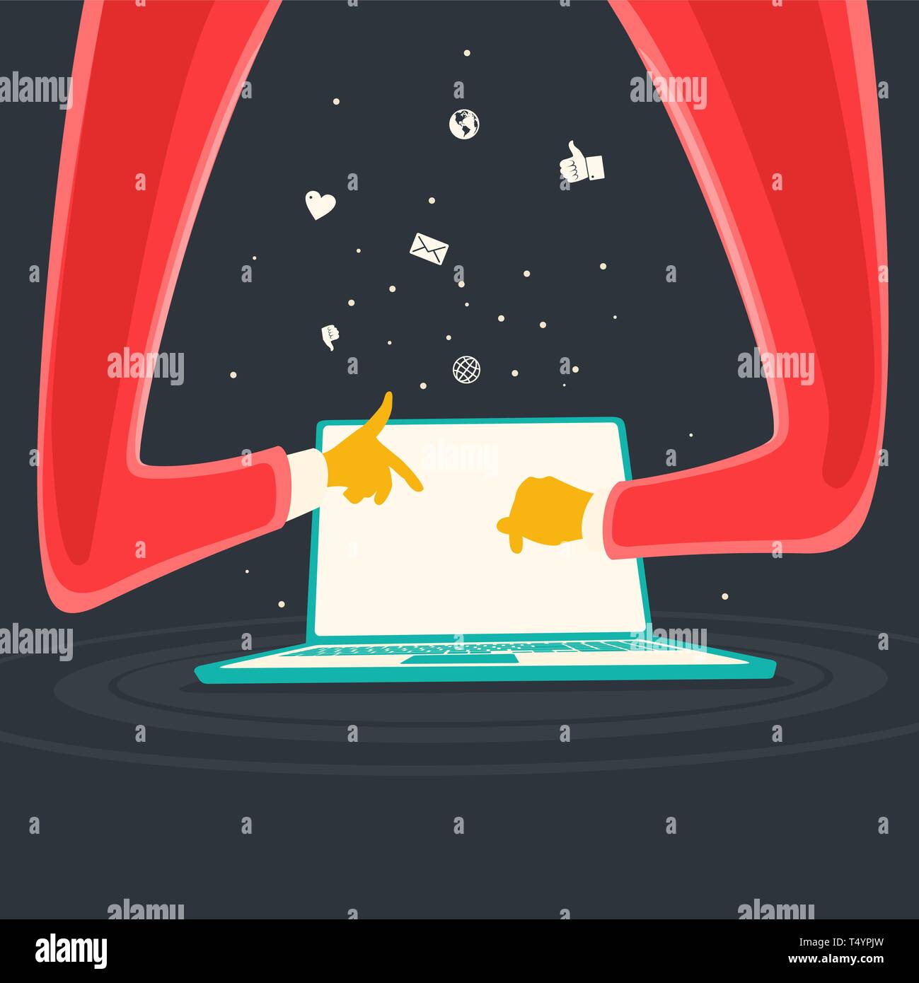 Vector Illustration User Prints On Laptop Stock Vector Image & Art - Alamy