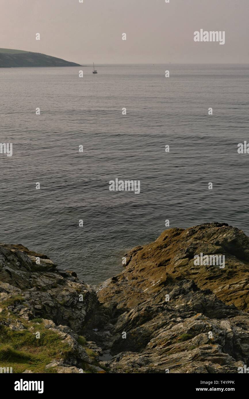 View over the water near Polkerris Stock Photo - Alamy