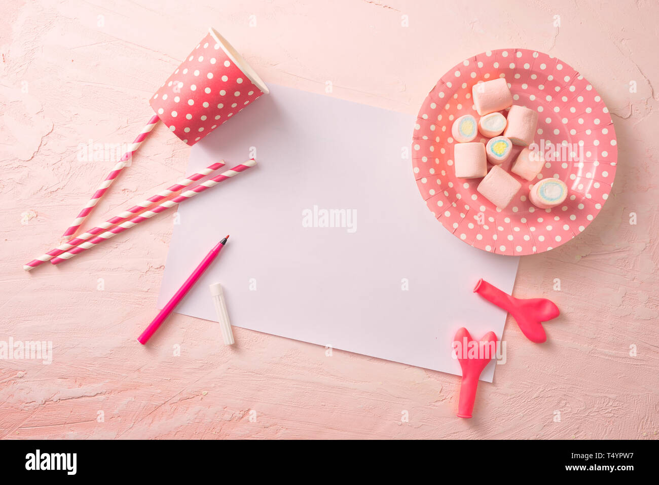 Party management and organization concept with sweets, confetti and ...