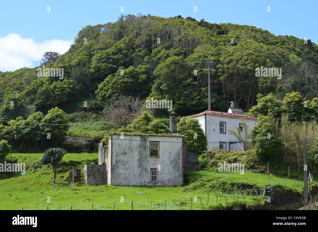 Traditional houses and rural landscapes in Santo Espirito, a small ...
