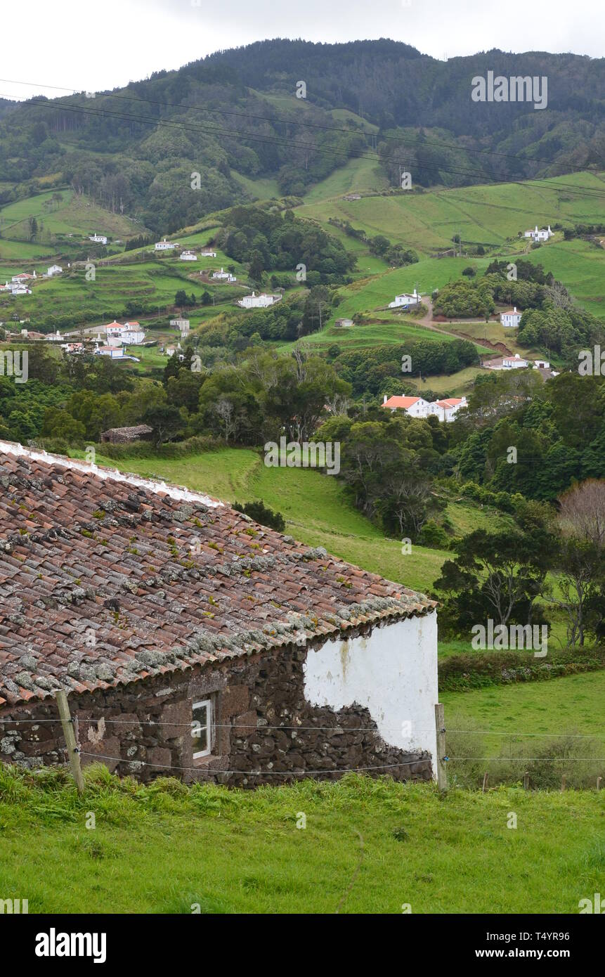 Traditional houses and rural landscapes in Santo Espirito, a small ...
