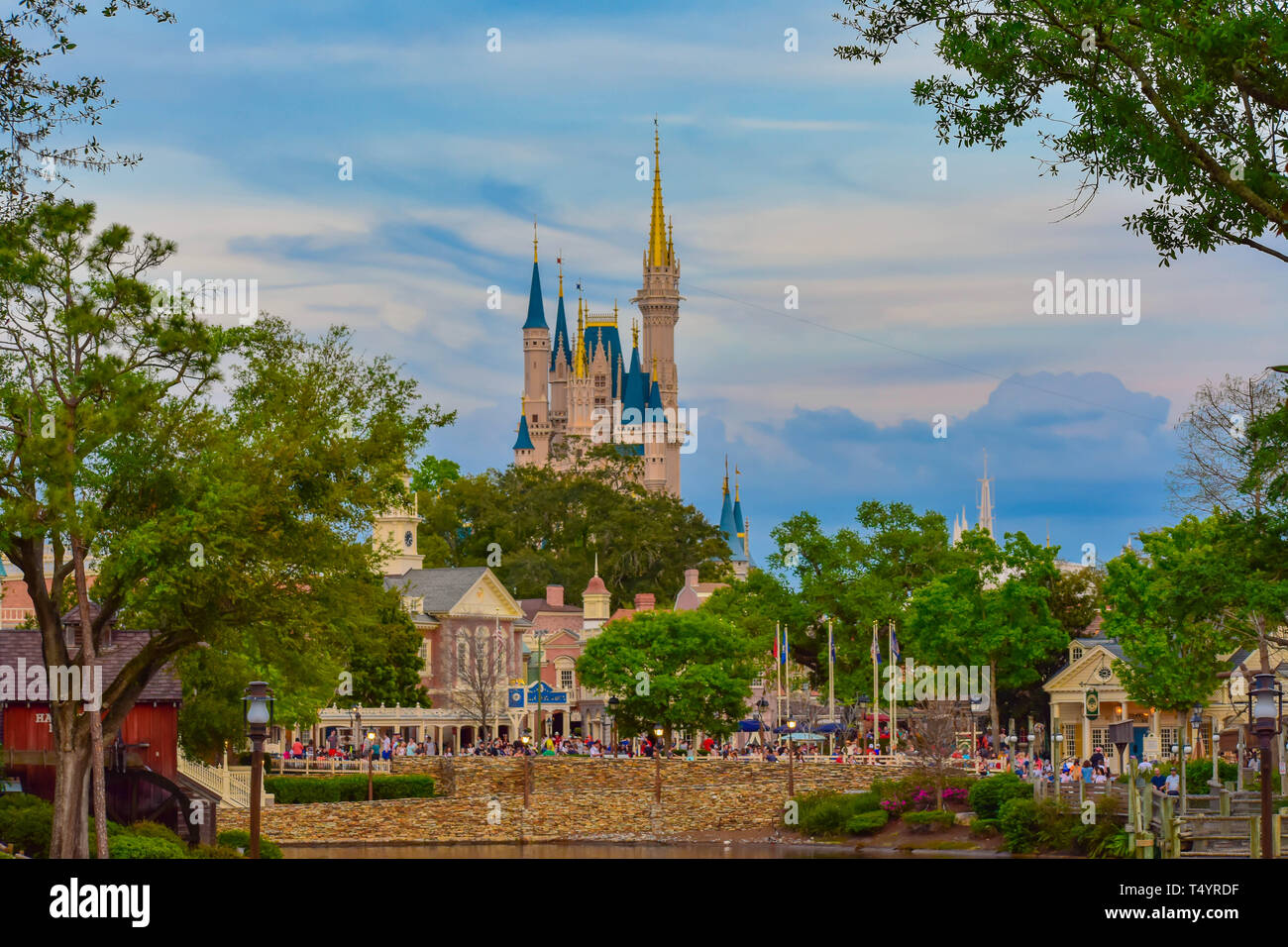 Orlando, Florida. March 19, 2019. Panoramic view of Frontierland and ...