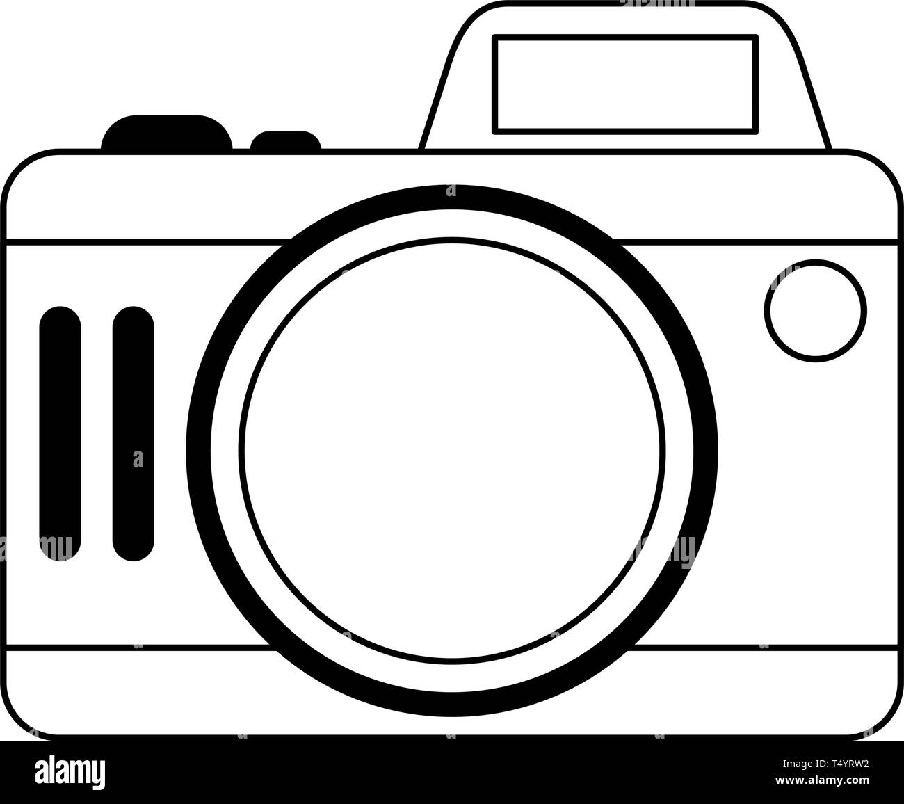 Vintage photographic camera symbol in black and white Stock Vector ...
