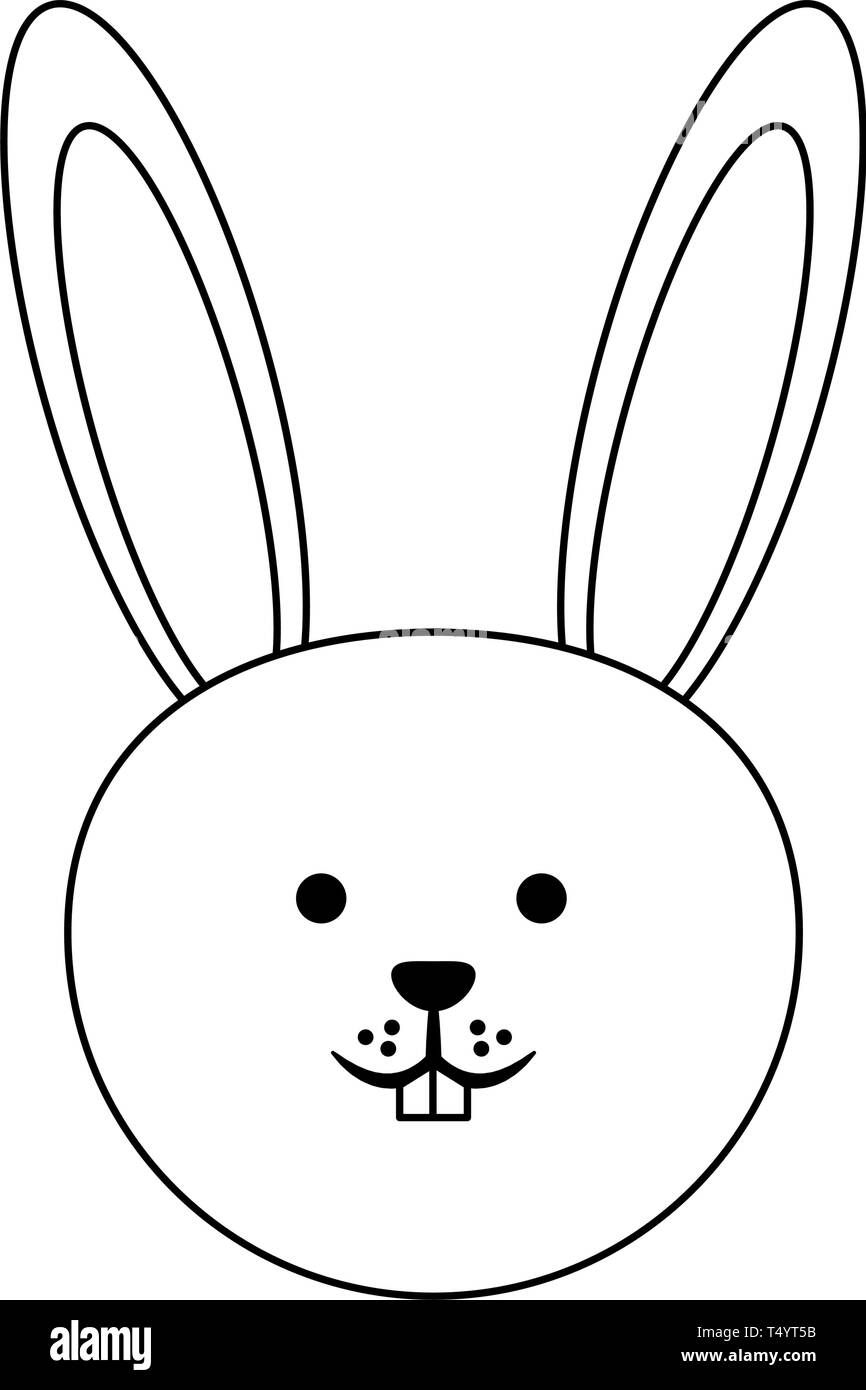 Rabbit cute animal head in black and white Stock Vector Image & Art - Alamy