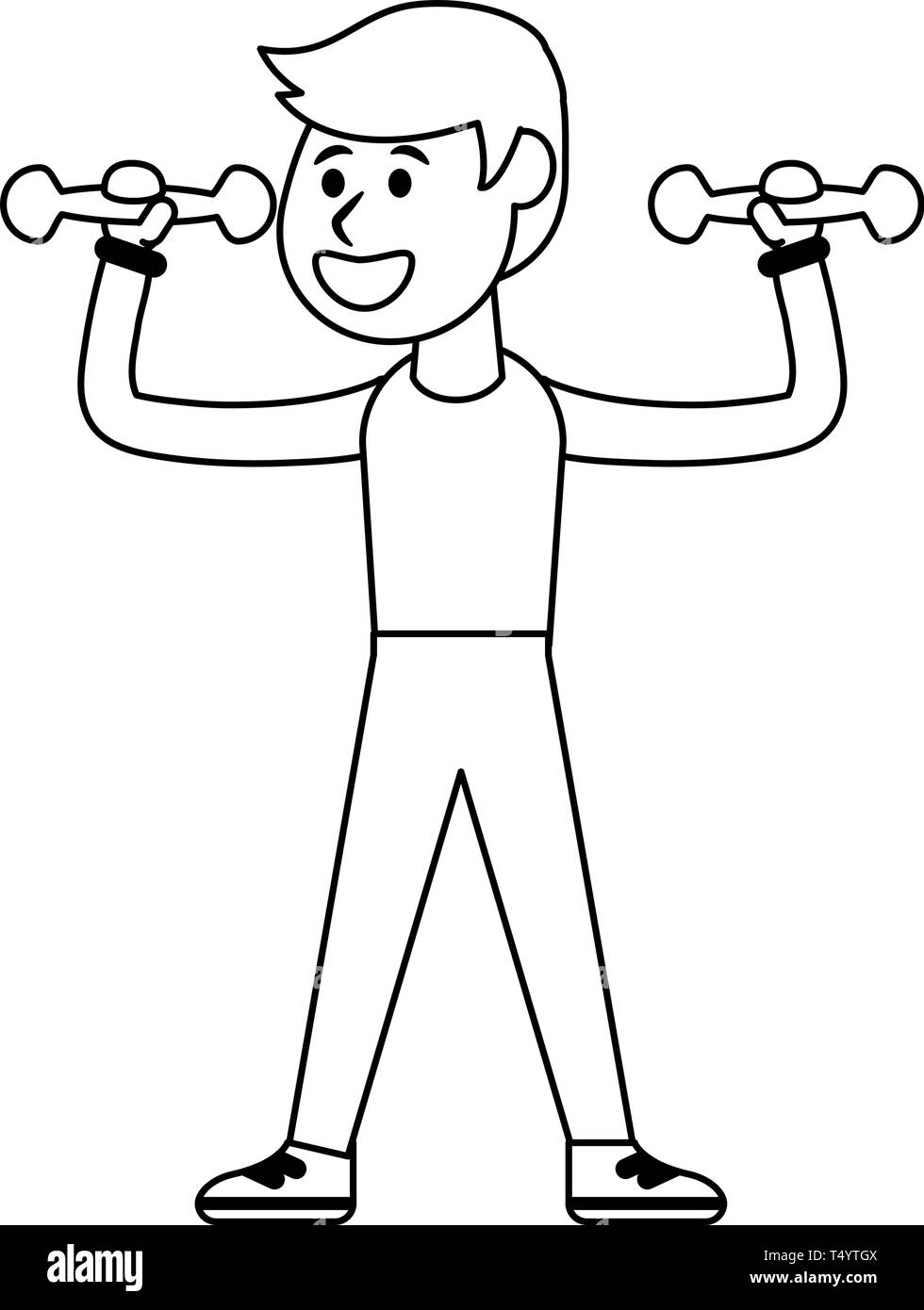 Man lifting dumbbells fitness Black and White Stock Photos & Images - Alamy