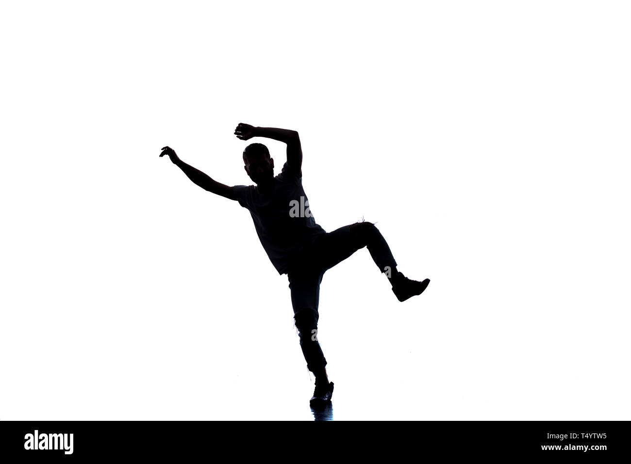 Cool guy doing brakdance on white background Stock Photo - Alamy