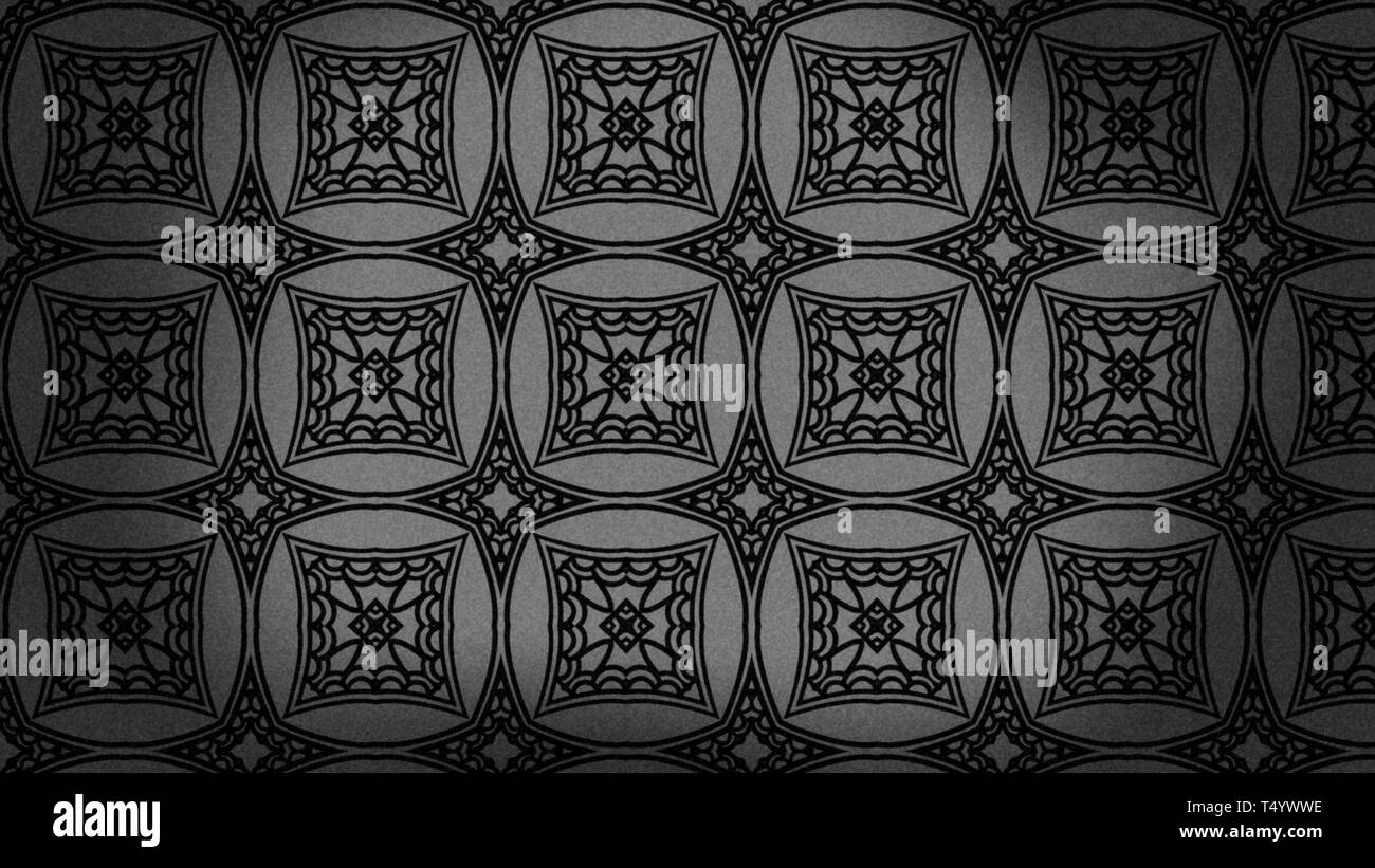 Black Vintage Ornamental Pattern Wallpaper Stock Photo - Alamy