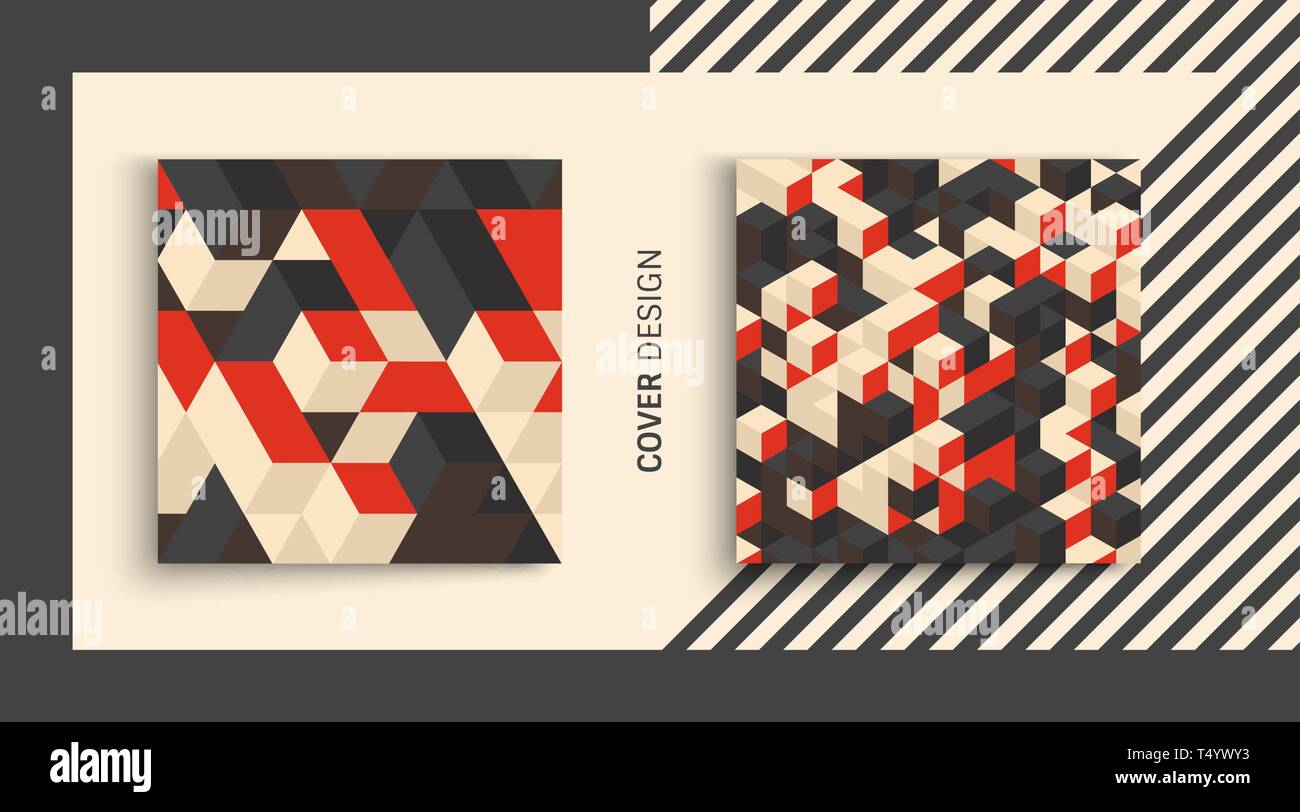 Cover design template. 3d blocks structure background. Vector illustration Stock Vector Image ...