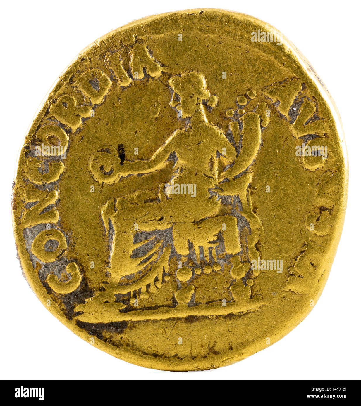 Ancient Roman gold aureus coin of Emperor Nero. Reverse Stock Photo - Alamy