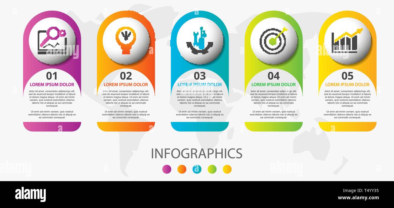 Vector infographic 3D template for five label, diagram, graph ...