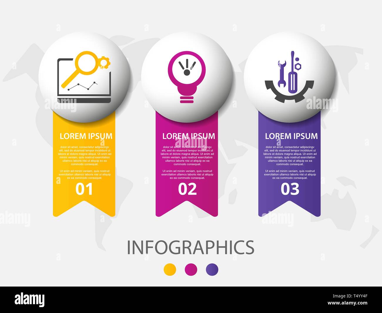 Vector infographic 3D template for three label, diagram, graph ...