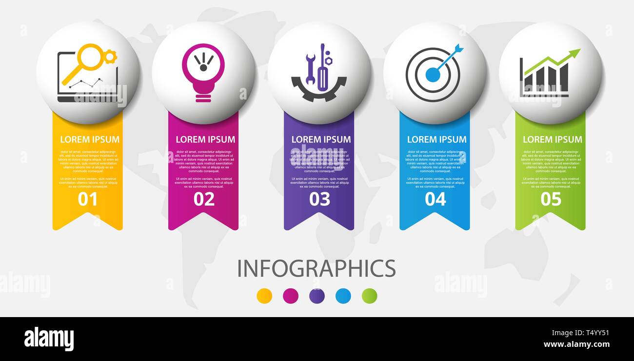 Vector infographic 3D template for five label, diagram, graph ...