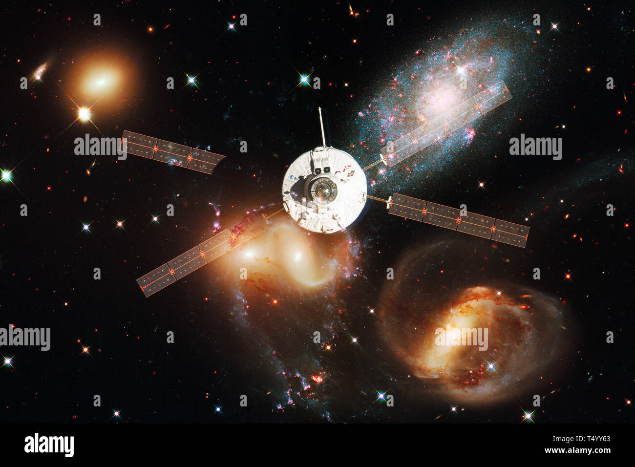 Sputnik satellite in space with the moon hi-res stock photography and ...