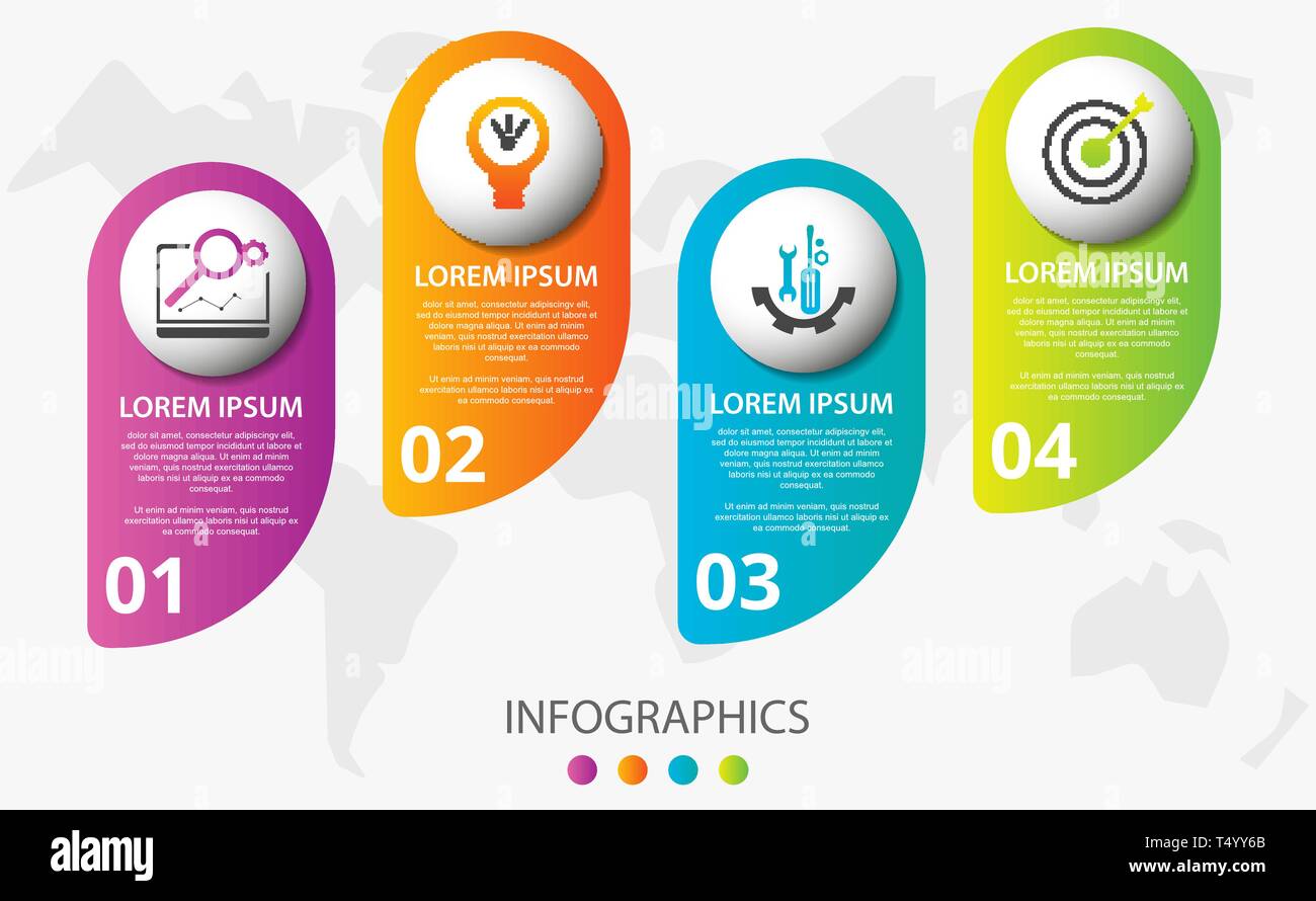 Vector infographic 3D template for four label, diagram, graph ...