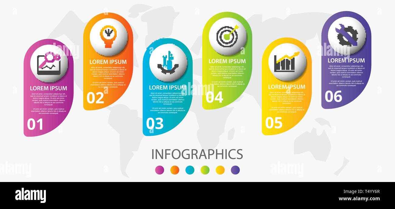 Vector infographic 3D template for six label, diagram, graph ...