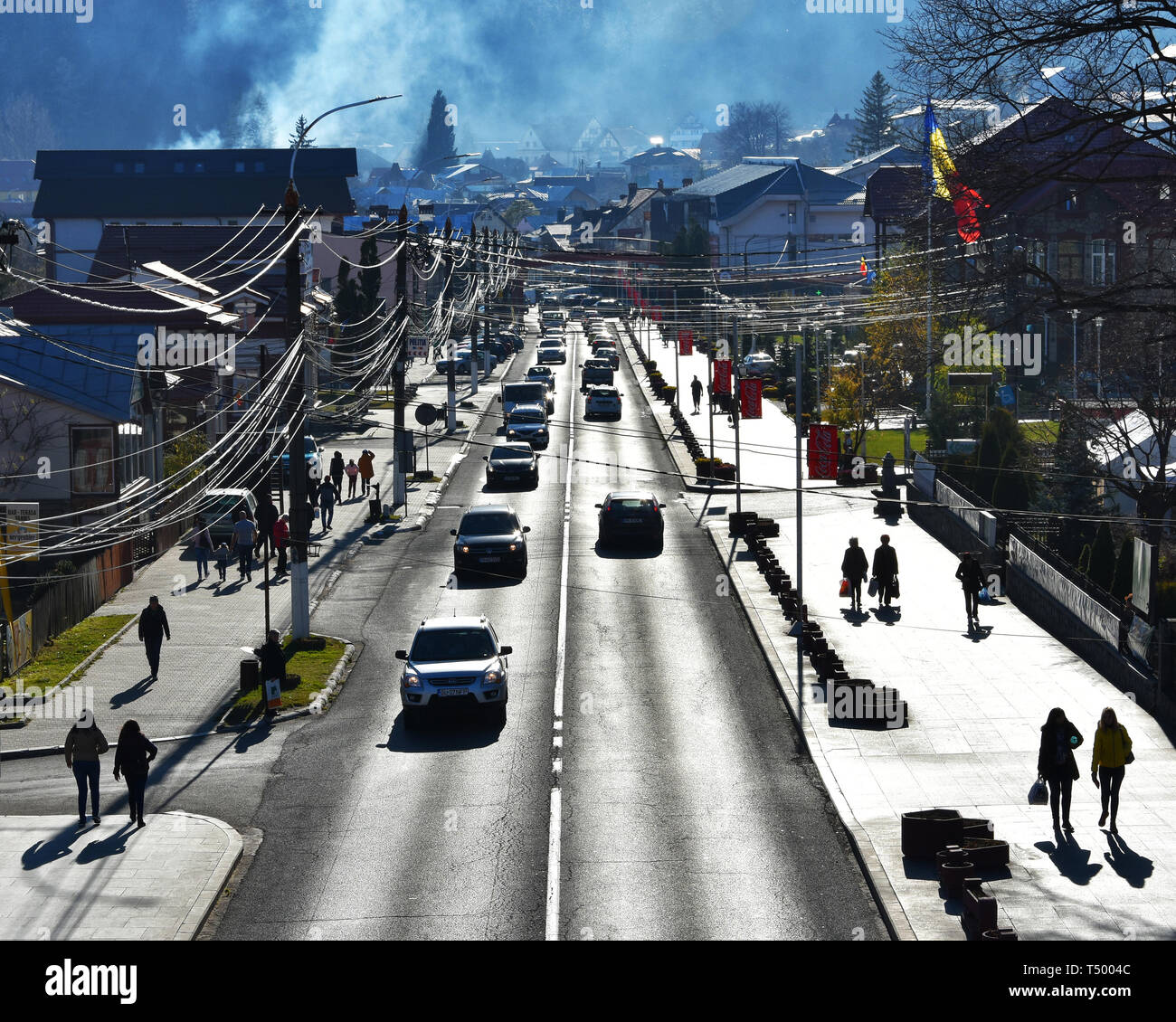 BUSTENI, ROMANIA - NOVEMBER 9, 2018. Busteni resort, cityscape and ...