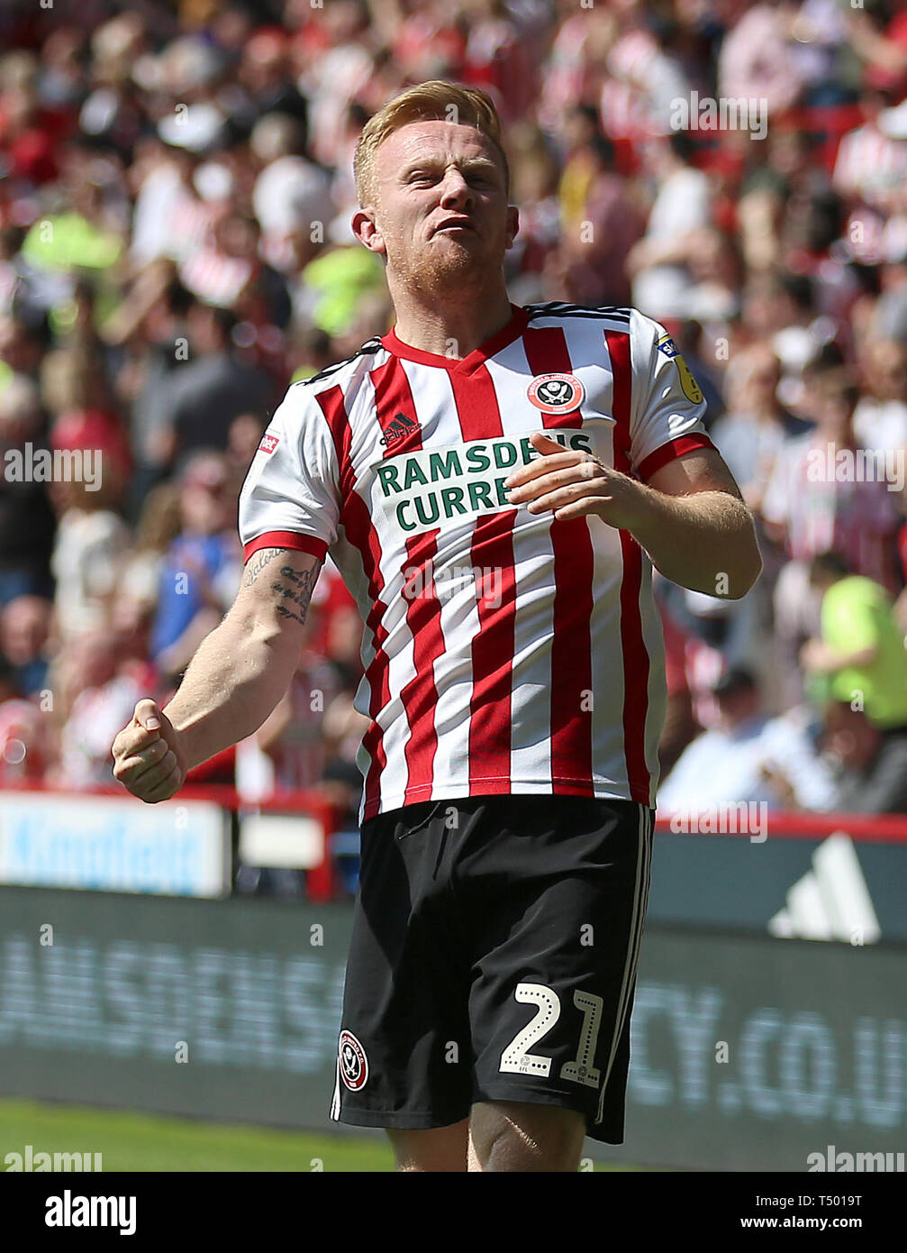 Sheffield uniteds mark duffy celebrates scoring hi-res stock ...