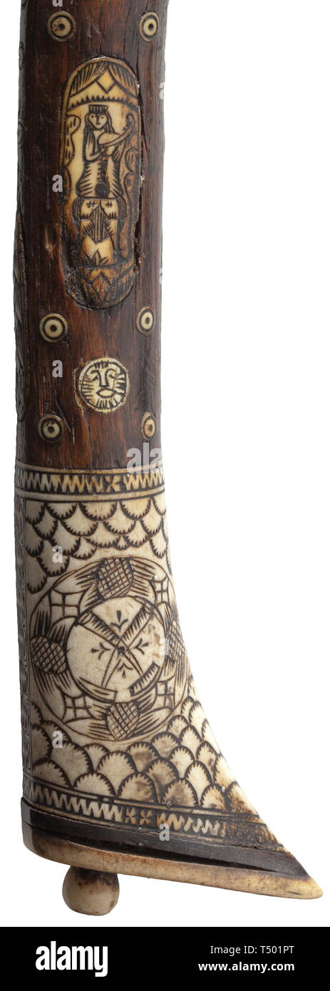 A Saxon miner's axe, circa 1700. Typical blade pierced with a clover ...