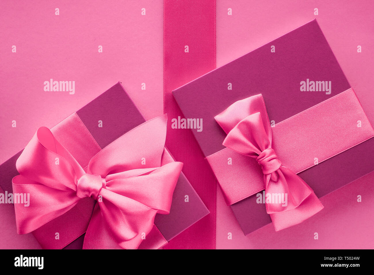 Baby shower girl, celebration, present concept - Pink gift boxes ...