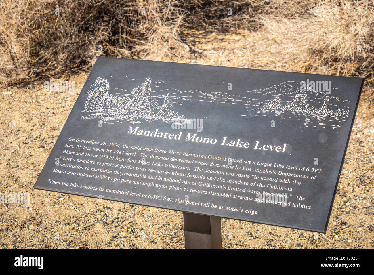 Welcome to Mono Lake sign in the Sierra Nevada - BISHOP, USA - MARCH 29 ...