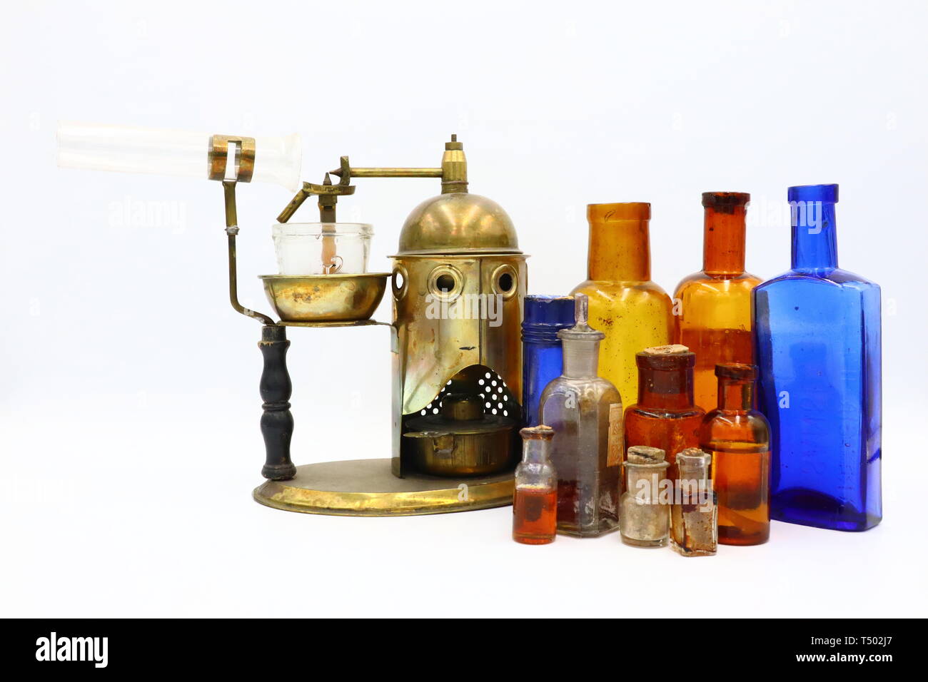 Antique Aerosol Atomizer and Medicine Bottles, Victorian era Stock ...