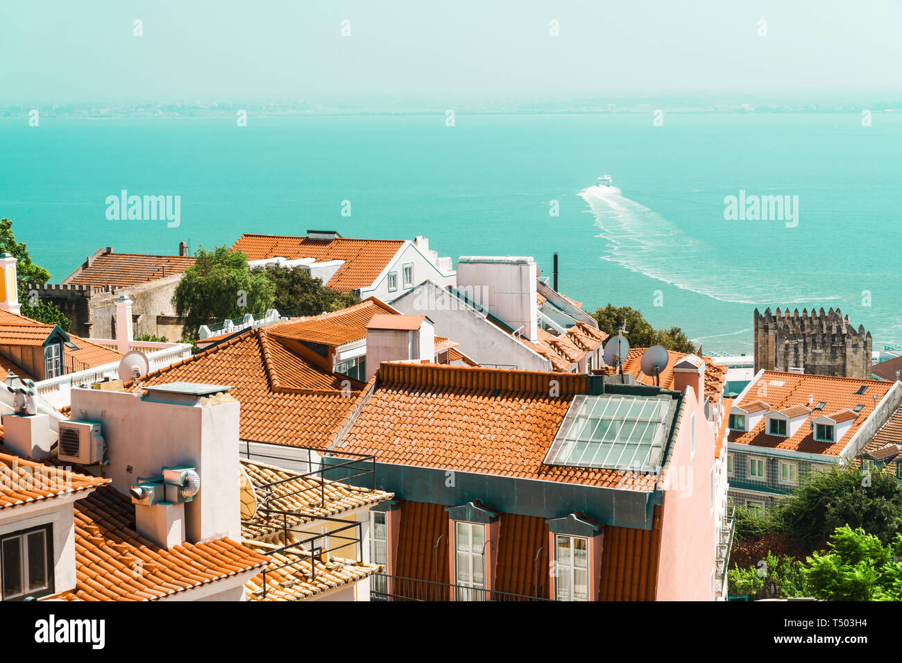 Aerial View Of Lisbon City Rooftops In Portugal Stock Photo - Alamy