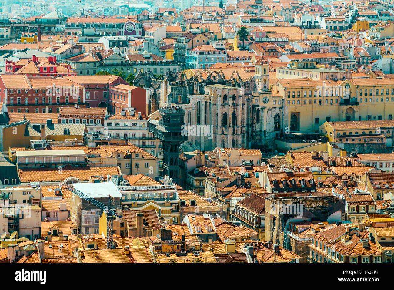 Aerial View Of Lisbon City Rooftops In Portugal Stock Photo - Alamy